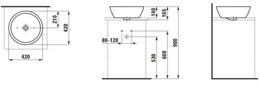LAUFEN H8129620001091 - Umyvadlo na desku PRO pr. 42 cm keramika/bílá