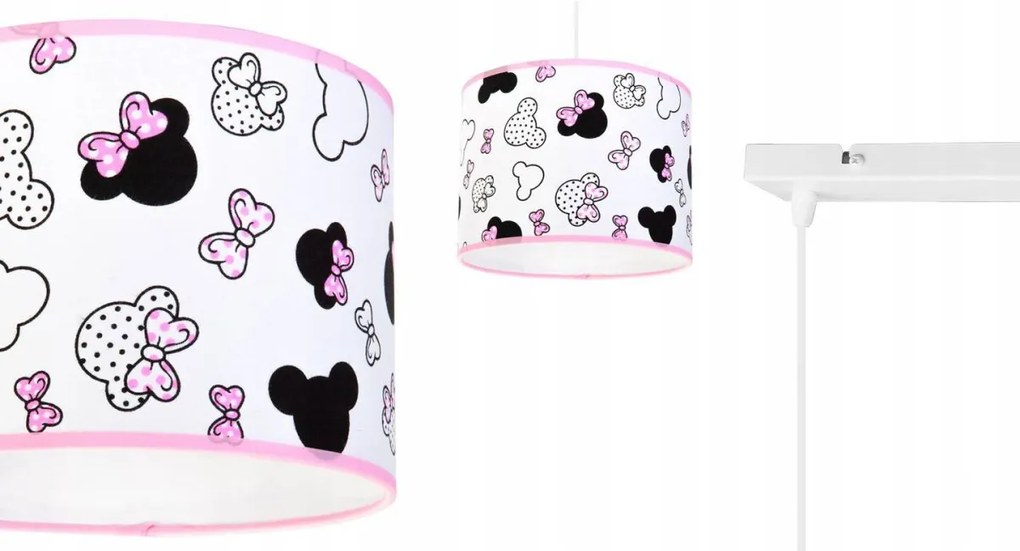 Dětské závěsné svítidlo Minnie, 2x textilní stínítko se vzorem