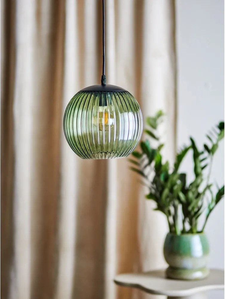 Zelené skleněné LED závěsné svítidlo ø 23 cm Sybia – Bloomingville