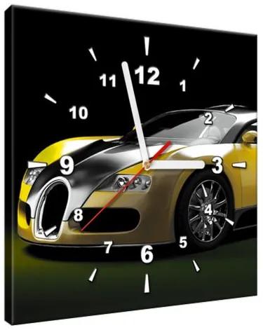 Tištěný obraz s hodinami Žluté Bugatti Veyron 30x30cm ZP2380A_1AI