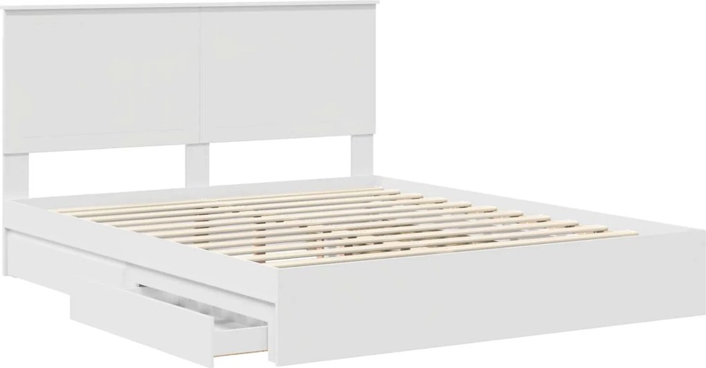 Postel s úložným prostorem Bílá 160 x 200 cm Kompozitní dřevo 3411187