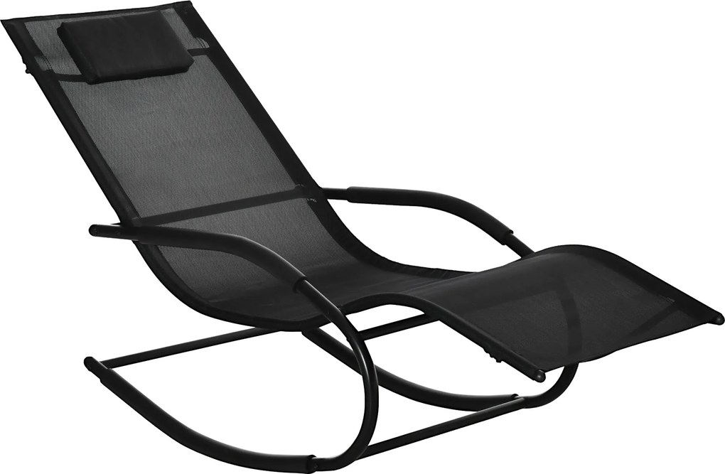 Ergonomická houpací křeslo Outsunny s opěrkou hlavy, pozinkované kovové opěrky, textilene, rozměry 63Š x 160H x 88V cm | Aosom