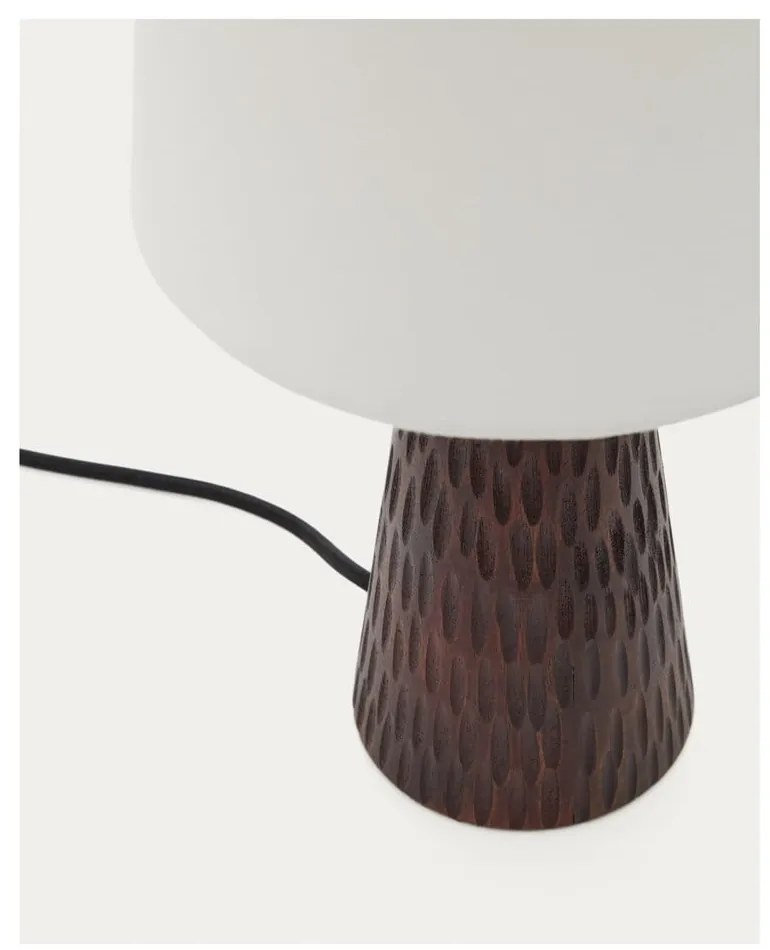 Bílá/tmavě hnědá stolní lampa s textilním stínidlem (výška 50 cm) Amire – Kave Home