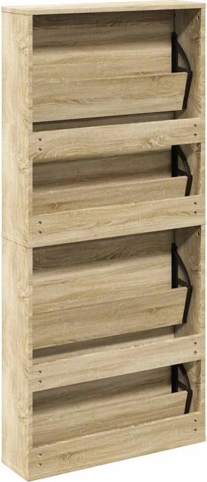 Botník čtyřpatrový zrcadlo dub 63 x 17 x 134 cm 273935