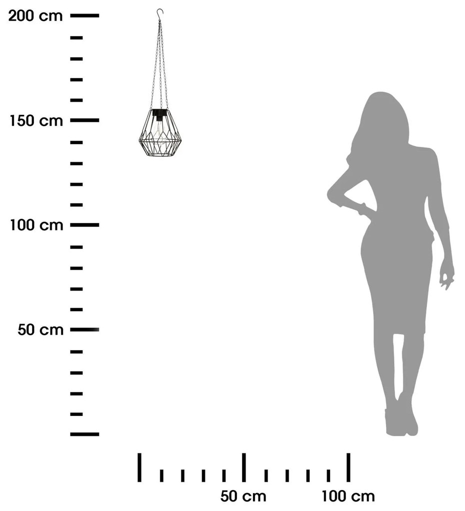 Exteriérové závěsné solární svítidlo Flave, 1x černé drátěné stínidlo