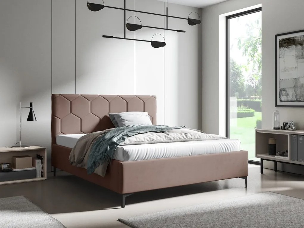 Eka Čalouněná postel MEDOX+ 90x200 cm Barva látky Trinity: Fialová (Trinity 2311), Úložný prostor: S dřevěným rámem úložného prostoru