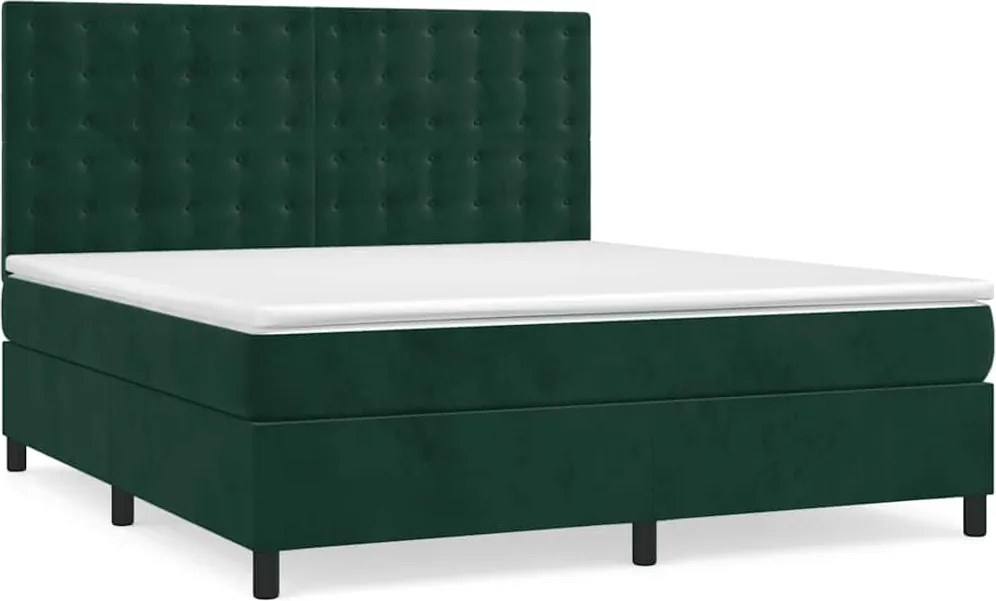 Box spring postel s matrací tmavě zelená 180x200 cm samet 3143280