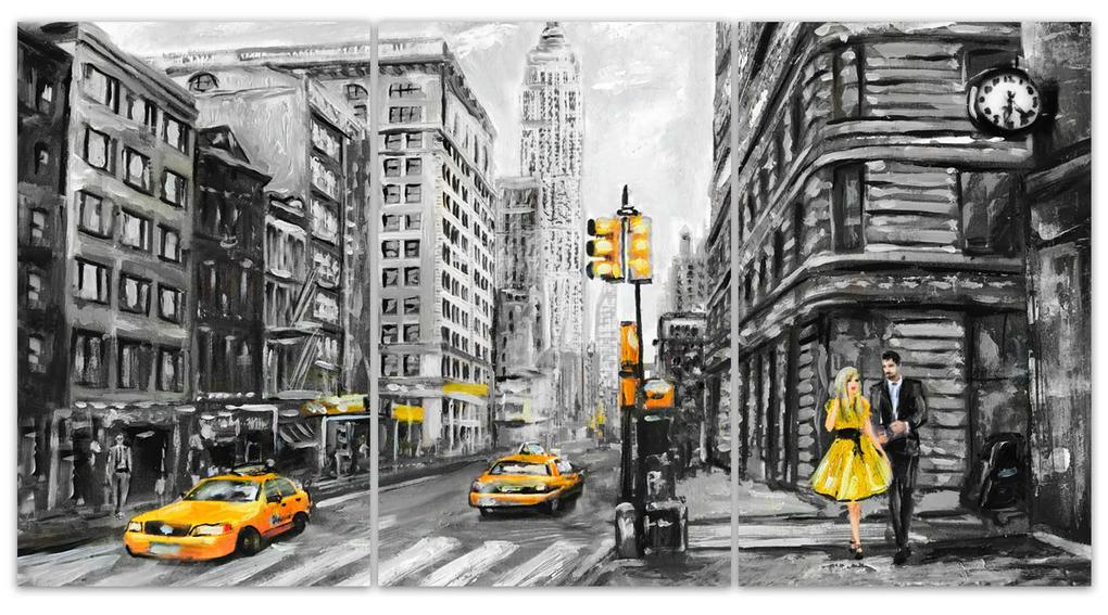 Malvis ® Obraz reprodukce New York žlutý Velikost: čtyřdílný čtverec - 50x50 cm