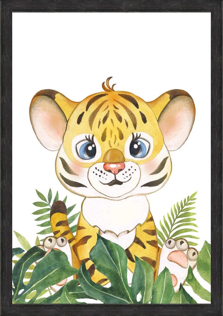 Plakát Safari Tygřík - Obraz, Plakát Velikost: B2 - 50x70 cm, Volba rámu: s bílým rámem