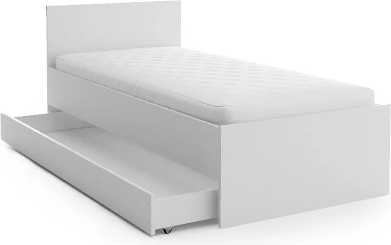 Postel ELISA 90 x 200 cm, bílá Matrace: Matrace Sommera 18 cm, Rošt: S laťkovým roštem