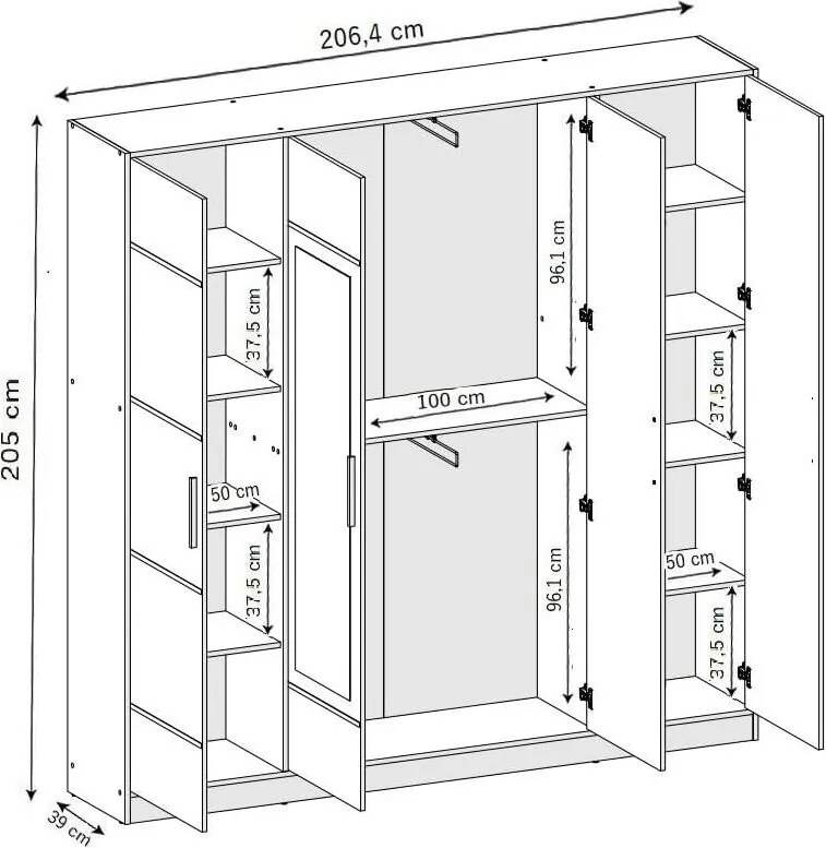 Szafa otwierana Roj4D - 206,4x205x39 cm dub Craft zlatý