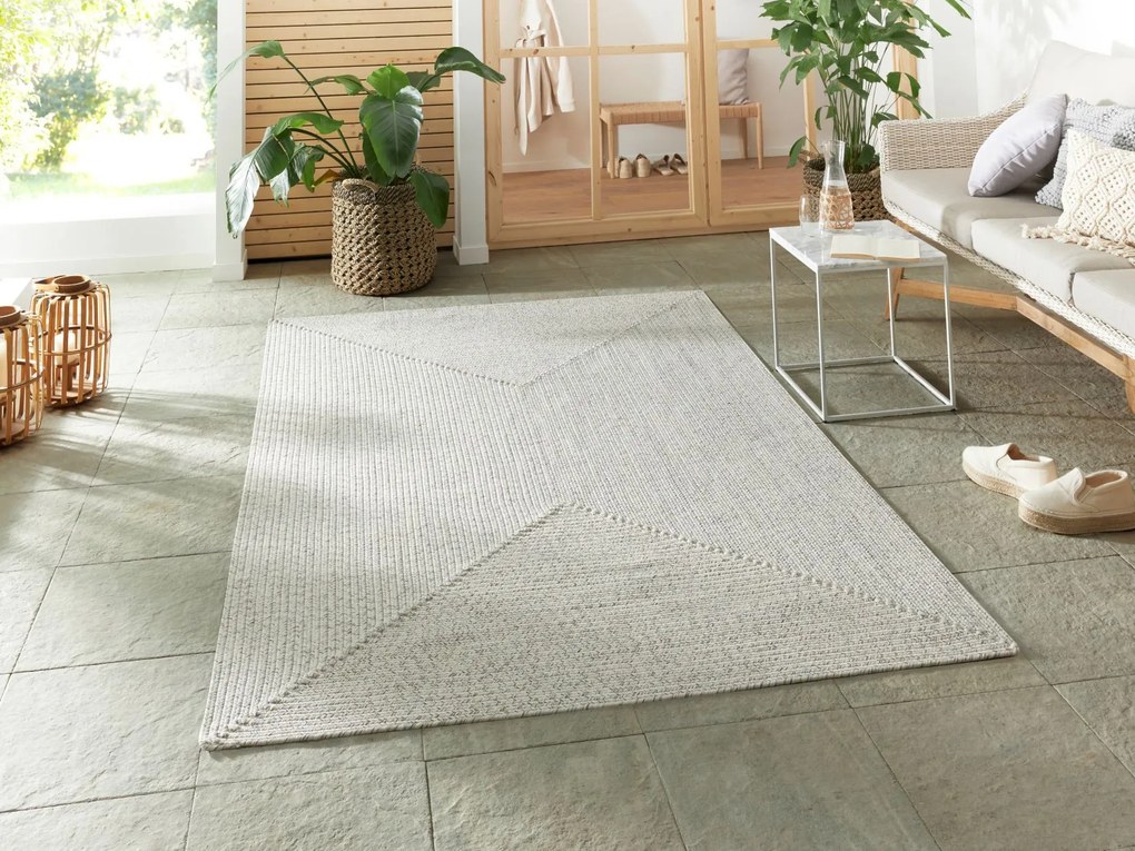 Hanse Home, Kusový koberec Braided 105553 Light Melange – na ven i na doma, 120x170, bílá, chodba / předsíň