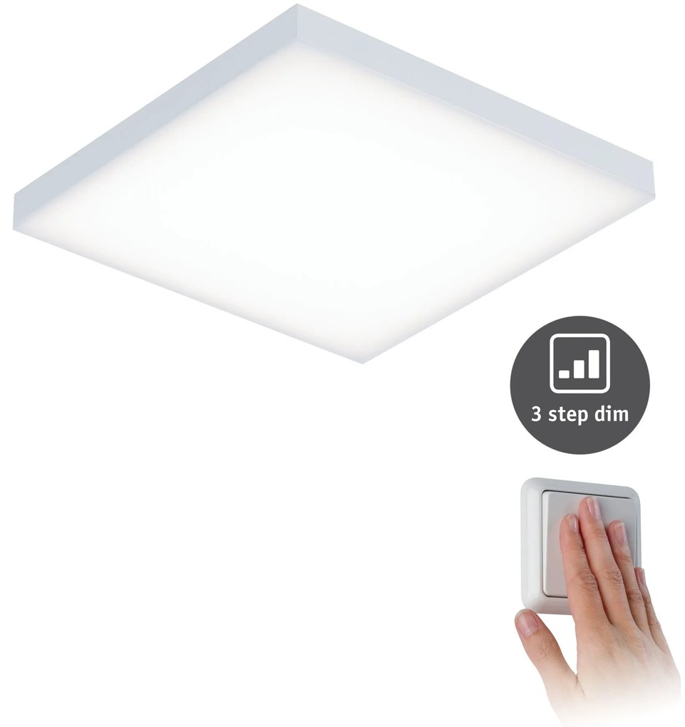 Paulmann 79820 Velora, subtilní stropní LED panel bez rámečku, 13W LED 3000K tříkrokové stmívání, 22,5x22,5cm