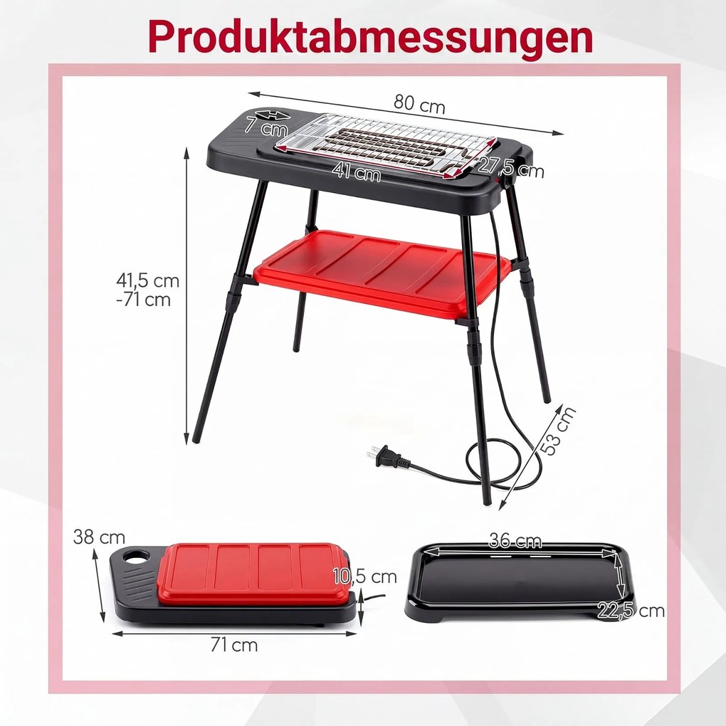 Costway 2 v 1 Elektrický gril 2000 W volně stojící gril s dvojitými grilovacími