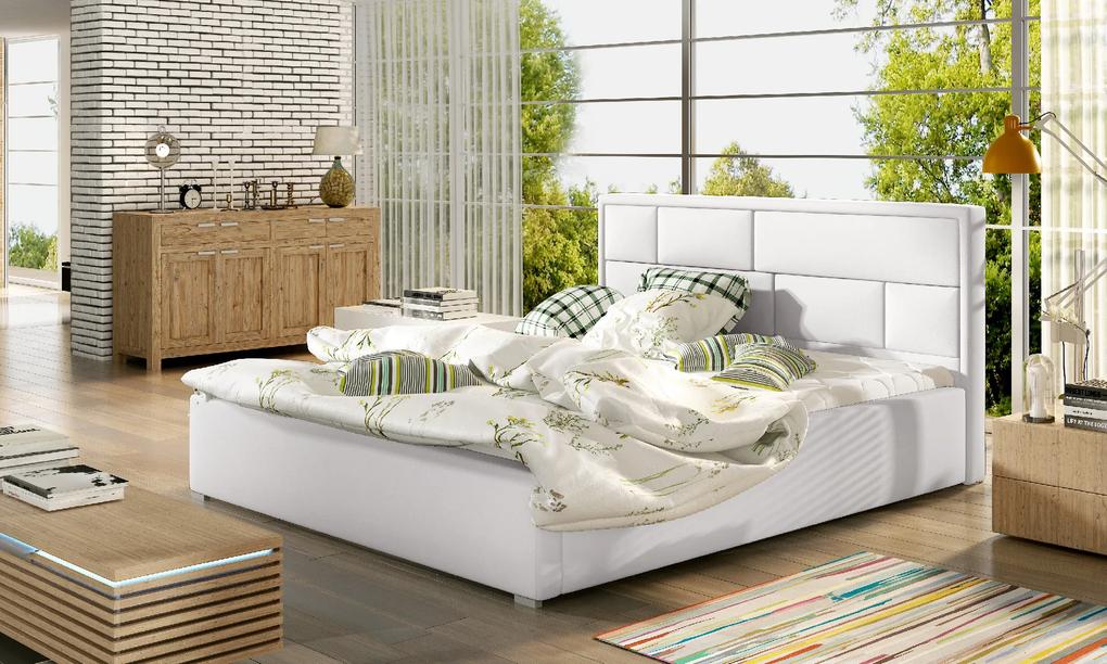 Eltap Čalouněná postel Latina s úložným prostorem Materiál a barva potahu: Kronos 19 - tmavě zelená, Rozměry (cm): 200x200