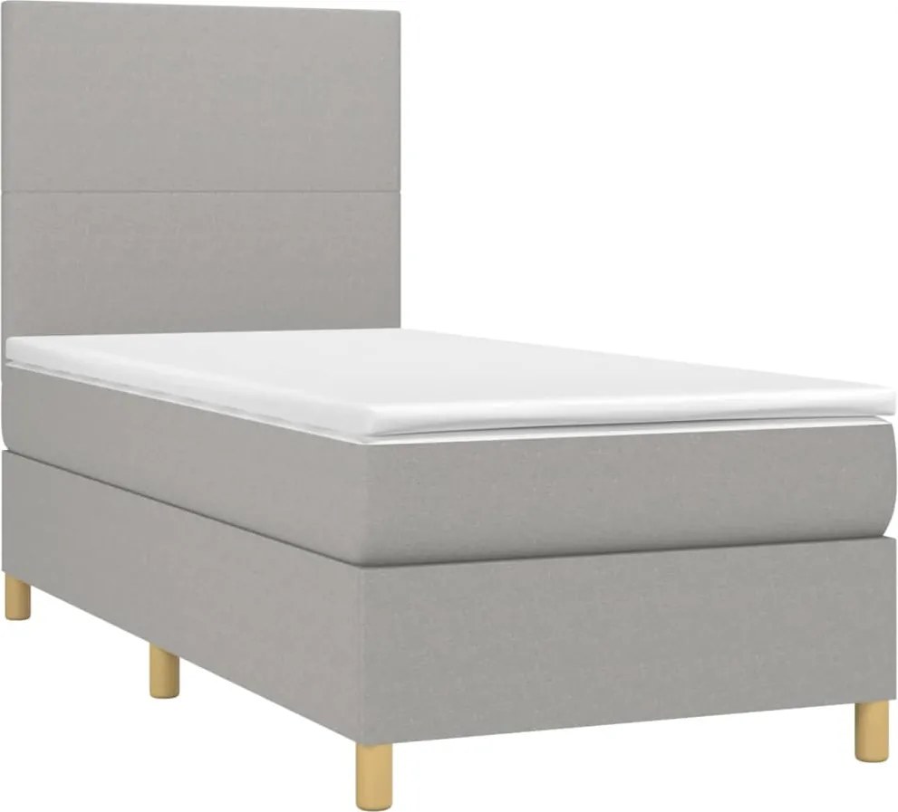 Box spring postel s matrací světle šedá 90x190 cm textil 3142137