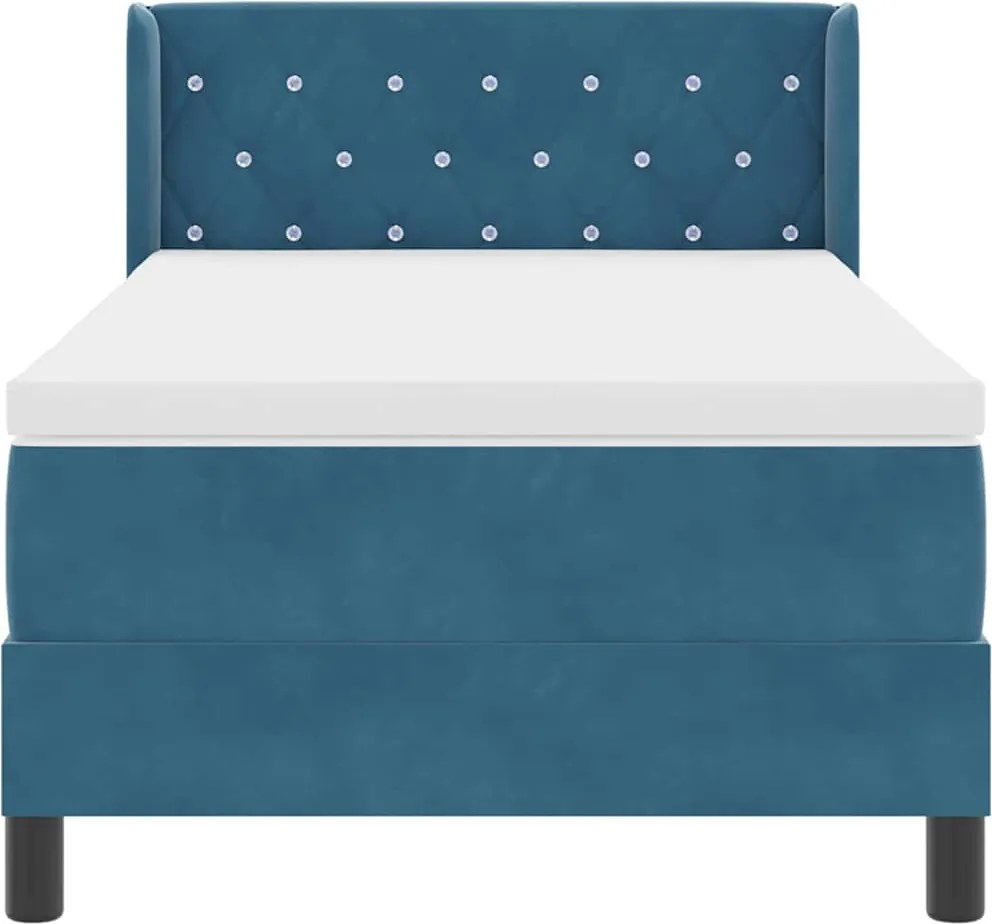 Postel s boxspringem s čelo Tmavě modrá 200 x 90 cm samet 3341400