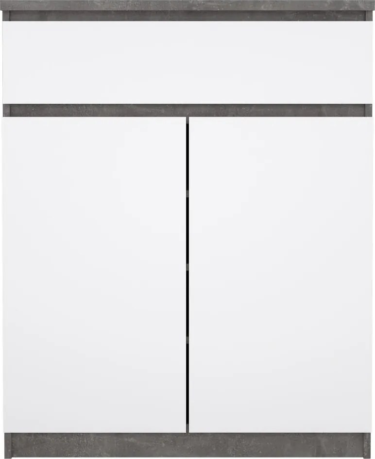 FALCO Komoda Simplicity 234 beton/bílý lesk