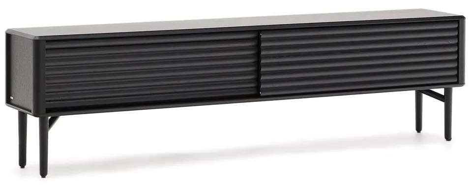 Černý TV stolek v dekoru dubu 200x57x35 cm Lenon – Kave Home