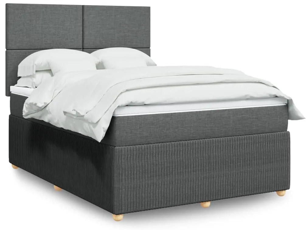 Box spring postel s matrací tmavě šedý 140 x 190 cm textil