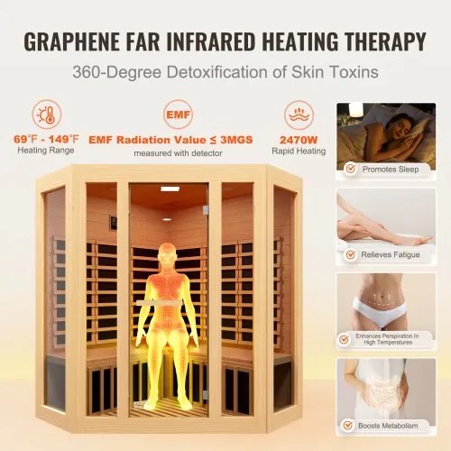 Far Infrared Wooden Sauna Room Domácnost Sauna Spa pro 3 až 4 osoby 2470 W