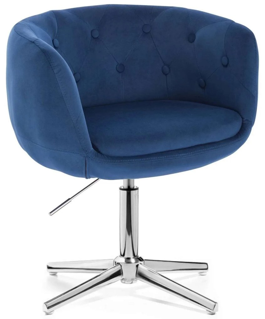 LuxuryForm DESIGN Otočné křeslo MONTANA VELUR na stříbrném kříži - modré