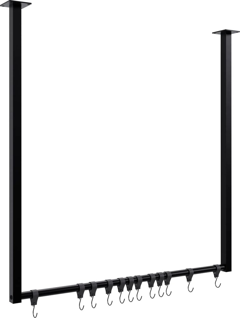 Šatní tyč Fenton 80x80 cm Sada 12 ks – černá