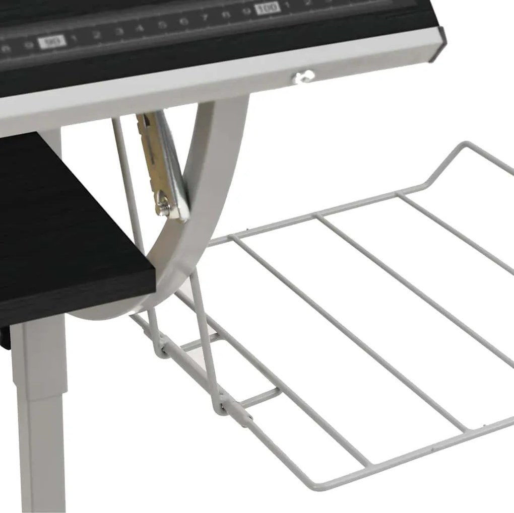 Řemeslný stůl černý a šedý 110x53x(58–87) cm kompozit a ocel 340929