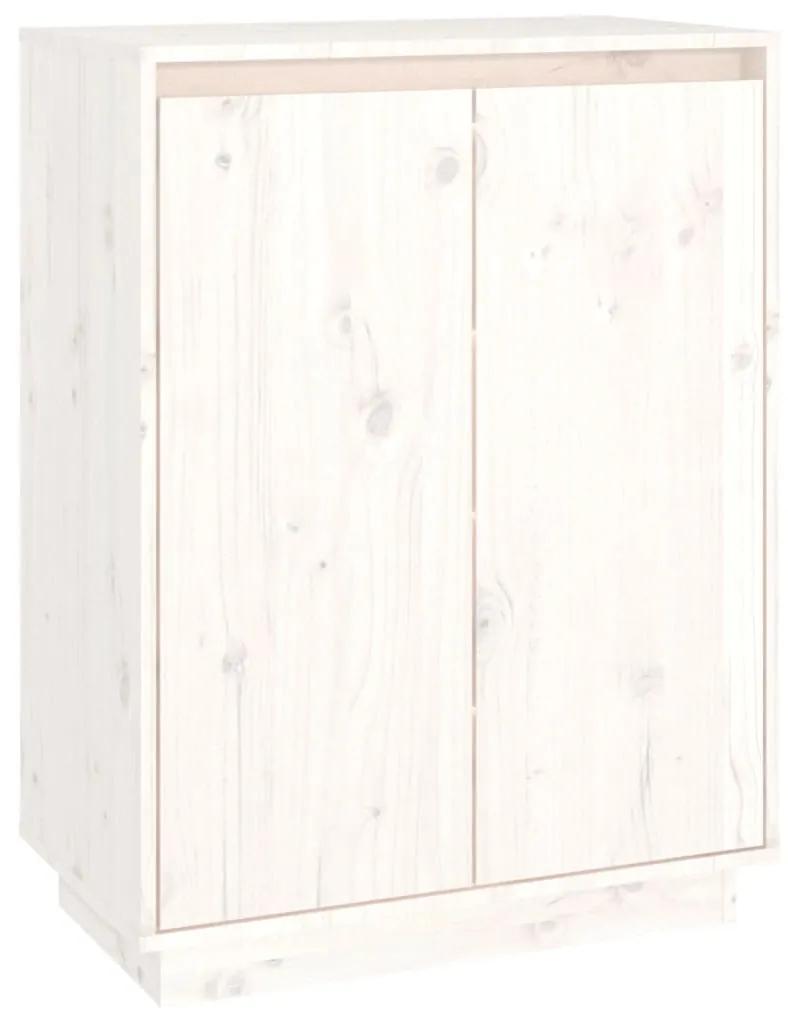 Botník bílý 60 x 35 x 80 cm masivní borové dřevo - Default Title