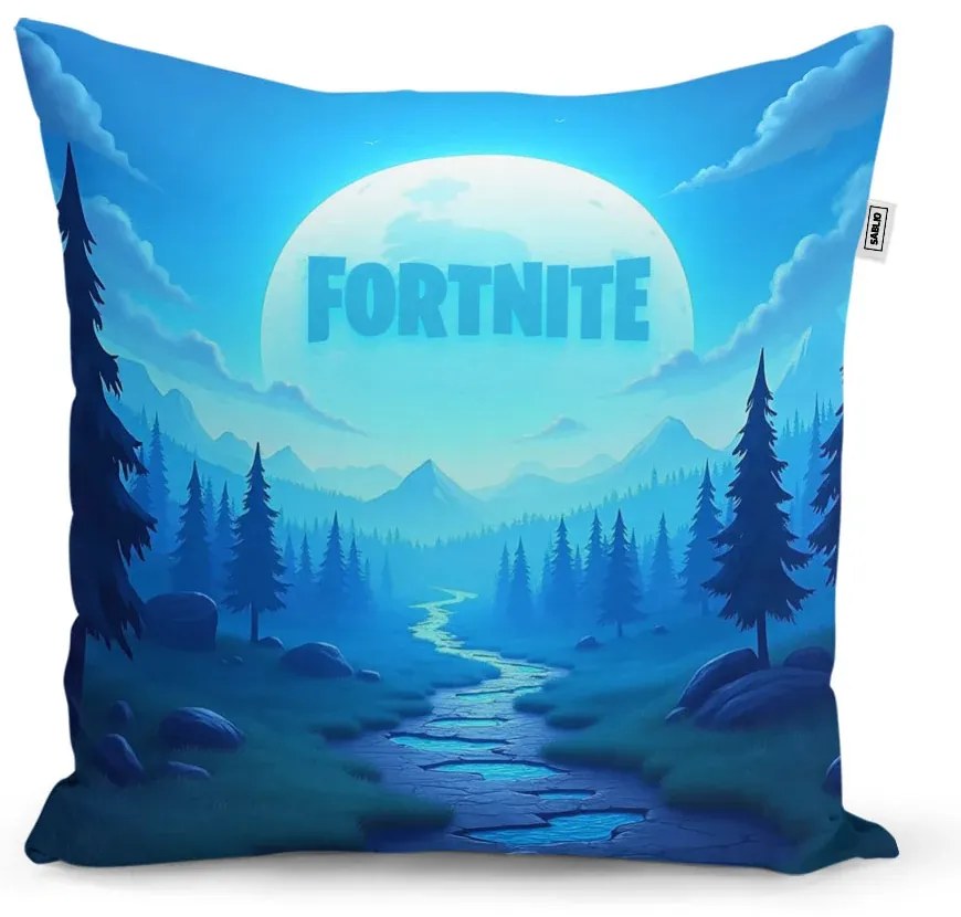 Sablio Polštář FORTNITE Modré údolí s měsícem - 60x60 cm