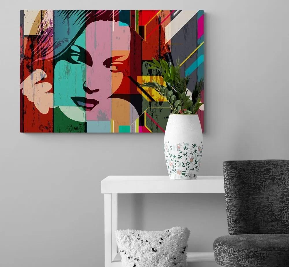 Obraz portrét ženy na barevném pozadí - 120x80 cm