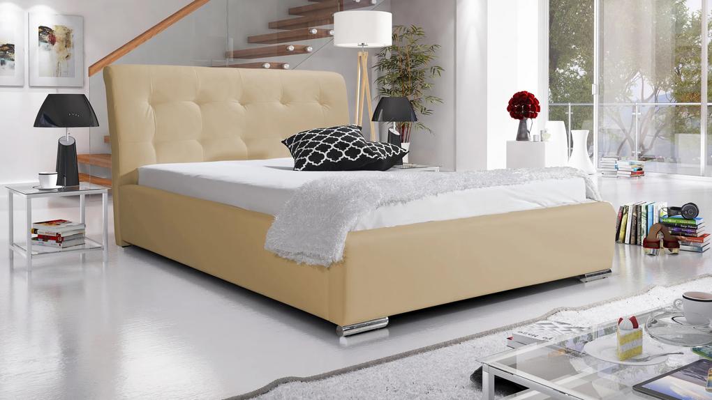 Eka Čalouněná postel Star - Eko-kůže 140x200 cm Barva látky Eko-kůže: Bílá (17), Úložný prostor: S dřevěným rámem úložného prostoru