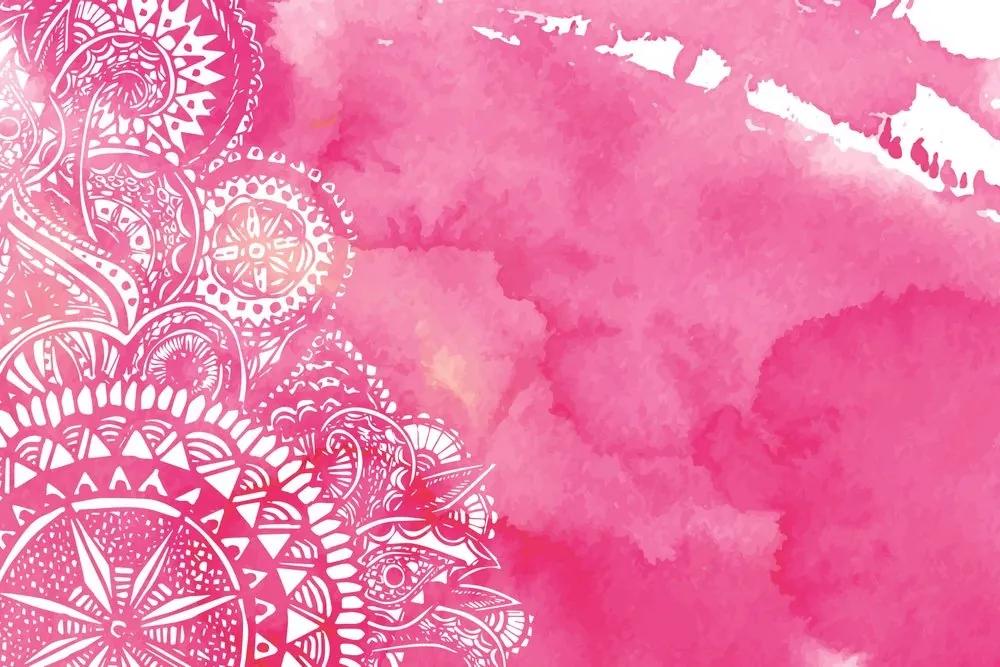 Samolepící tapeta Mandala růžový akvarel - 375x250 cm