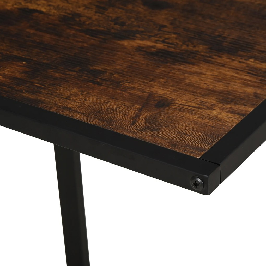 HOMCOM Konferenční stolek ve tvaru C Konferenční stolek kovový MDF rustikálně hnědý 40,6 x 50,8 x 64,2 cm do obývacího pokoje | Aosom.de