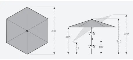 Doppler LIFE 305 cm - naklápěcí slunečník s klikou : Desén látky - 846