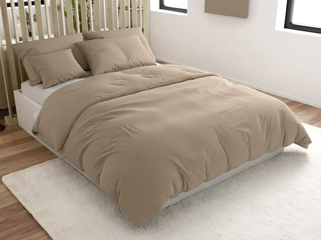 Krepové povlečení DENYX BLEND světle hnědé, zip Rozměr povlečení: 2 ks 70 x 90 cm | 200 x 220 cm