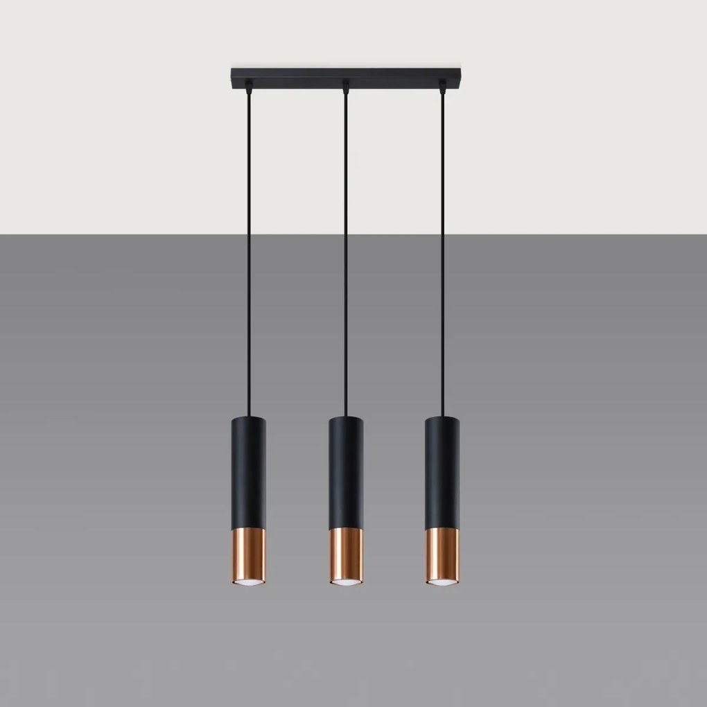 Sollux Lighting Závěsné svítidlo LOOPEZ 3L černé/měď