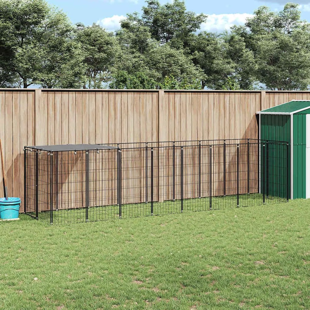 Psí kotec černý 4,84 m² ocel 3082200