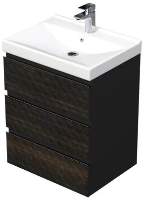 Koupelnová skříňka s umyvadlem SAT Cube Way 60x71x46 cm hnědá mat CUBE3D46603ZHVER