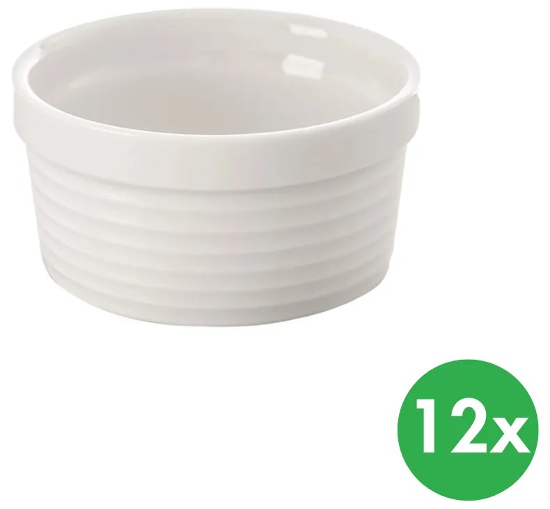 Miska zapékací, průměr 9 cm, porcelán, bílá, 12 ks