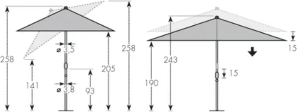 Doppler ALU WOOD zahradní slunečník 300 x 200 cm antracit