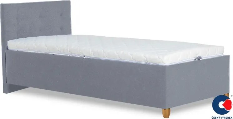 Postel ALMA s lamelovým roštem 2, 200x90, šedá (č.43/nohy buk)