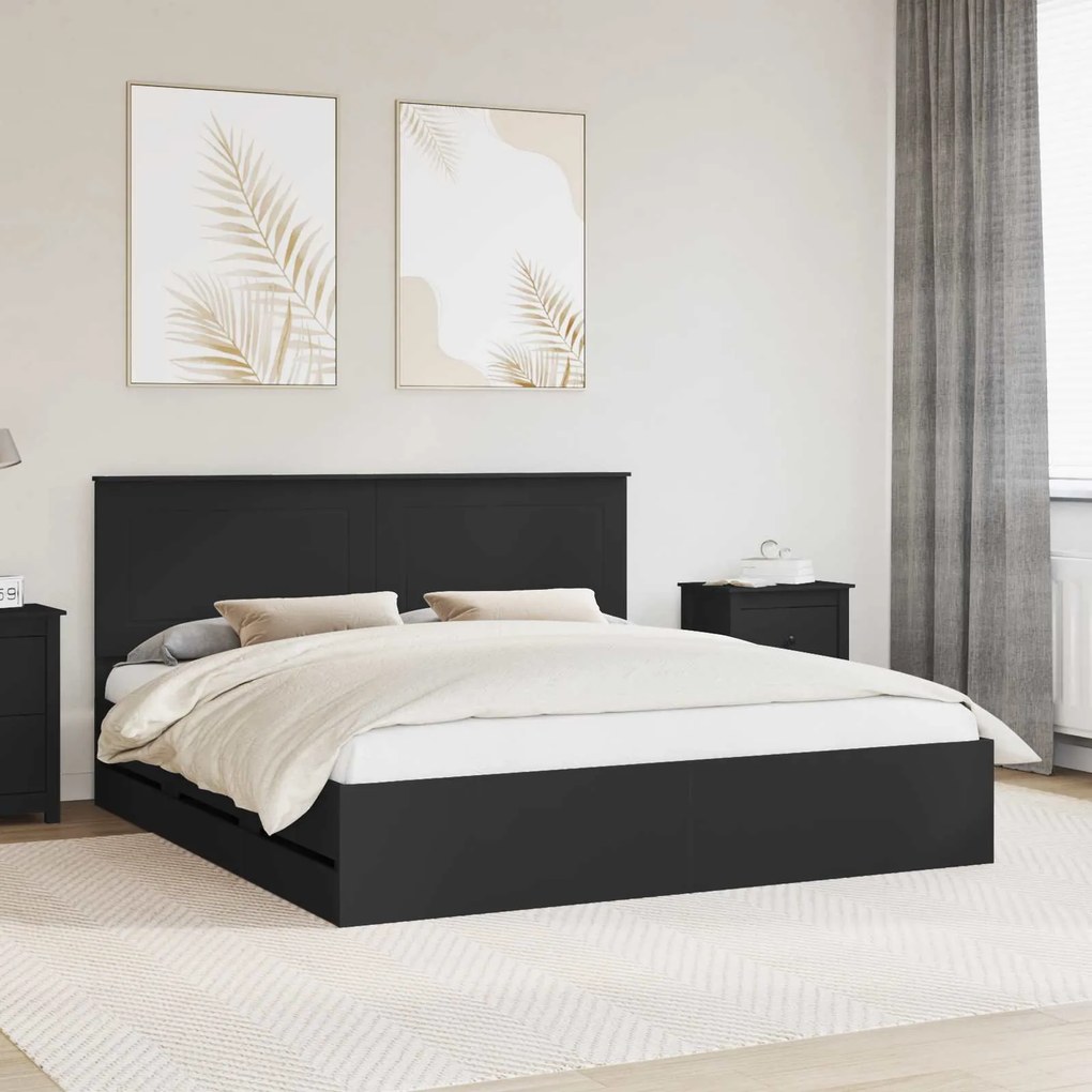 Rám postele se zásuvkou Černá 180 x 200 cm Inženýrské dřevo 3409434