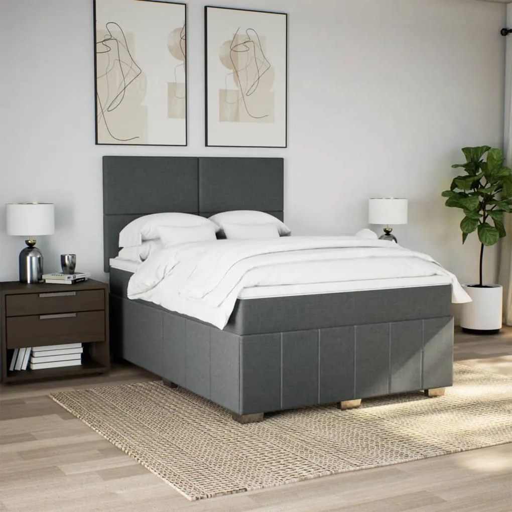 Box spring postel s matrací tmavě šedá 160x200 cm textil 3294013