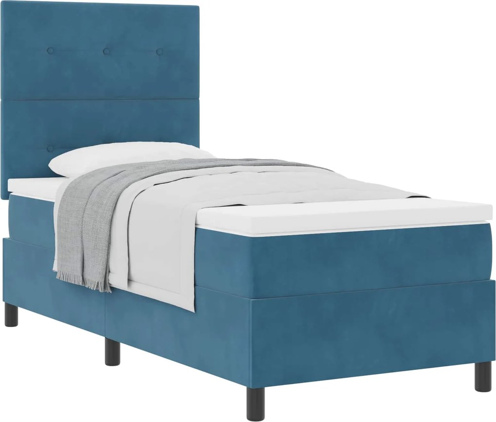 Postel s boxspringem s čelo Tmavě modrá 90 x 190 cm samet 3339804
