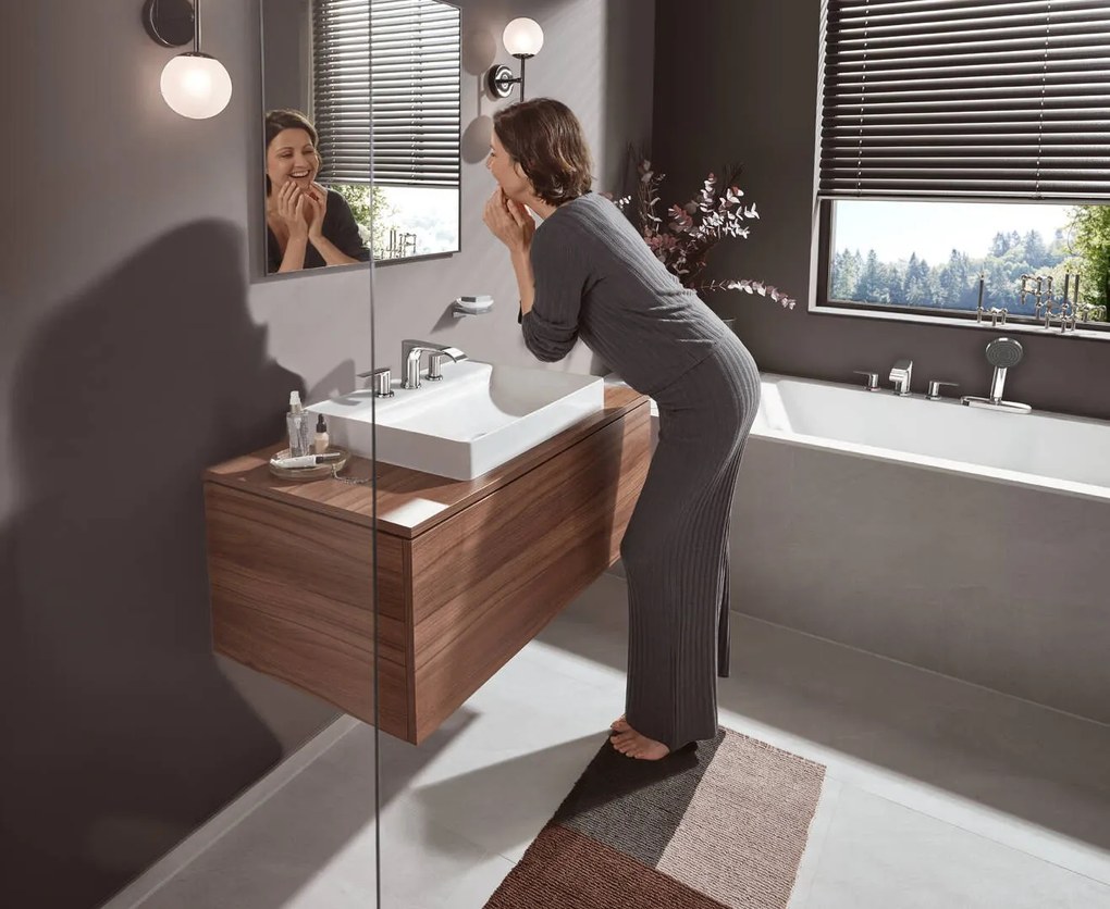 Hansgrohe Vivenis, umyvadlová baterie s výpustí, 3-otvorová instalace, EcoSmart, chromová, 75033000
