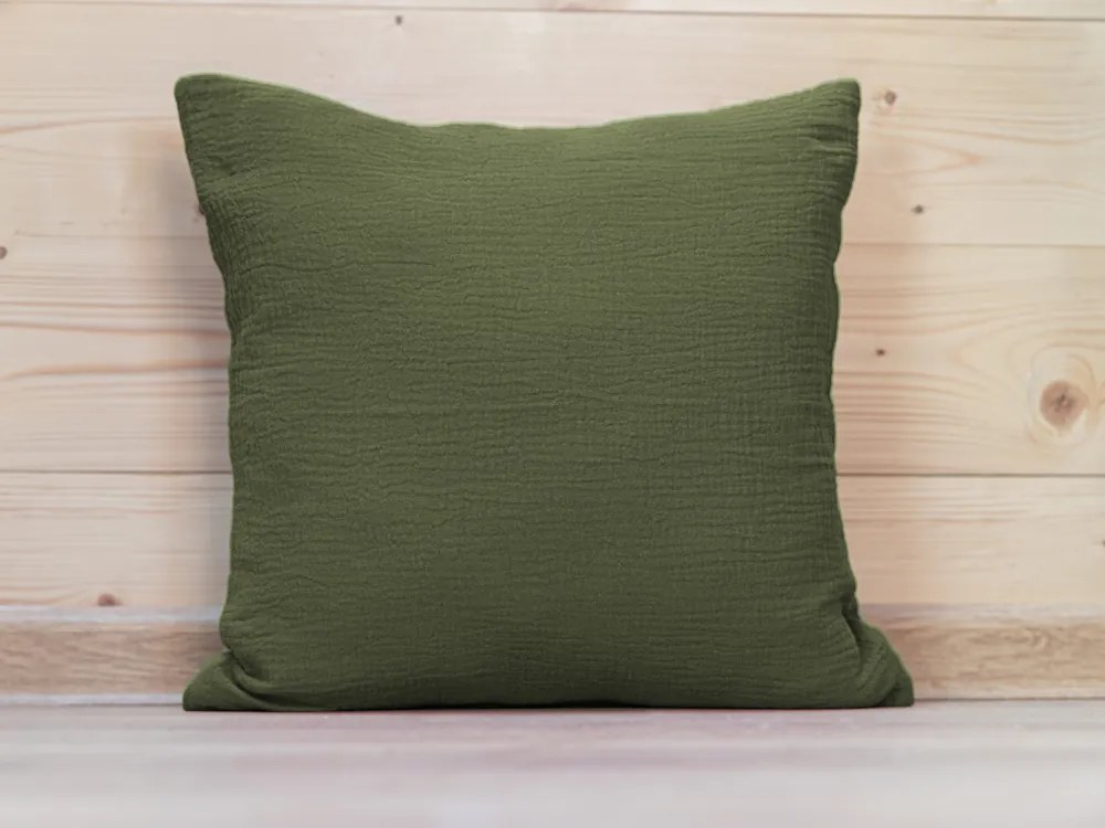 Biante Mušelínový povlak na polštář MSN-022 Tmavý olivově zelený 35 x 45 cm