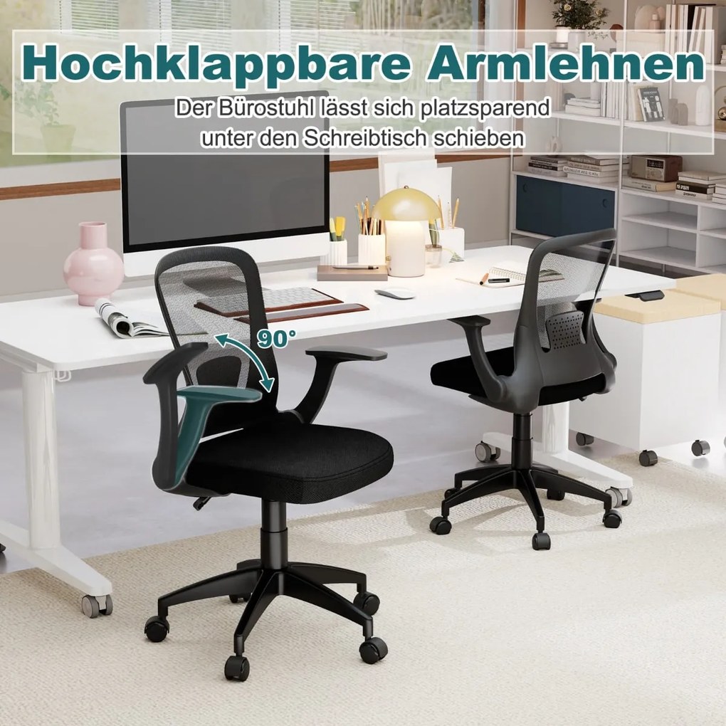 Costway Kancelářské křeslo ergonomické otočné křeslo se sklopnými područkami