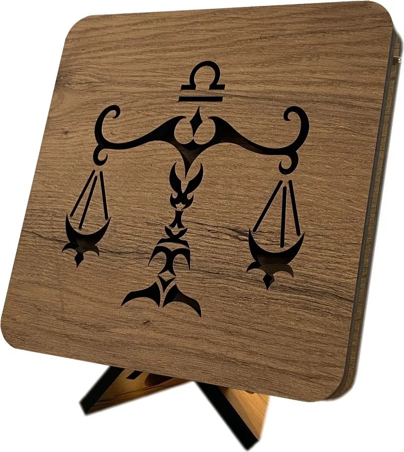 Li-Go Znamení "Váhy" lampa 19x19 cm provedení povrchu: dub světlý