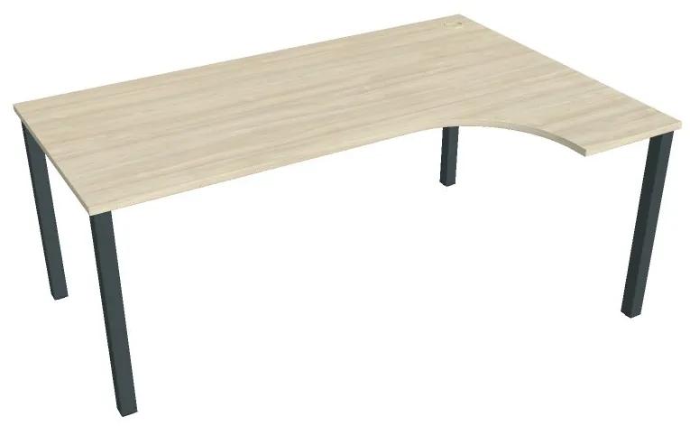 Stůl ergo oblouk levý 180×120/80 cm - Hobis Uni UE 1800 L Dekor stolové desky: akát, Barva nohou: černá